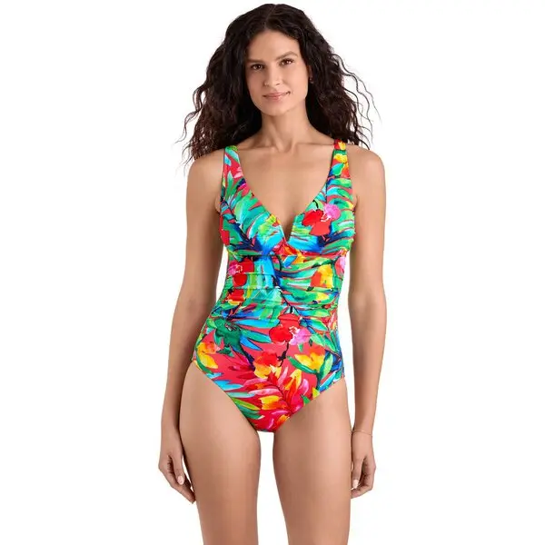 SHAPESOLVER Monroe Underwire One-piece Swimsuit - Cherry Grove
