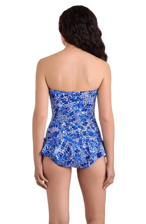 SHAPESOLVER Skirted One-piece Swimsuit - Floral City
