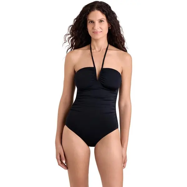 SHAPESOLVER Sutton V-wire Bandeau One-piece Swimsuit - Black