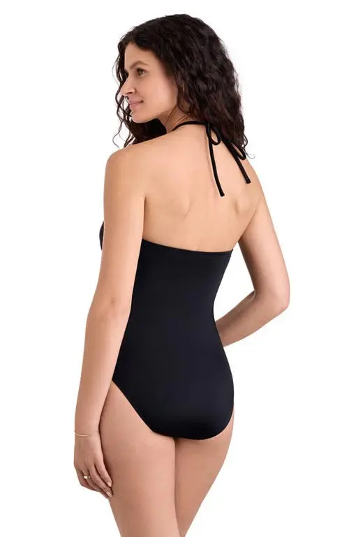 SHAPESOLVER Sutton V-wire Bandeau One-piece Swimsuit - Black