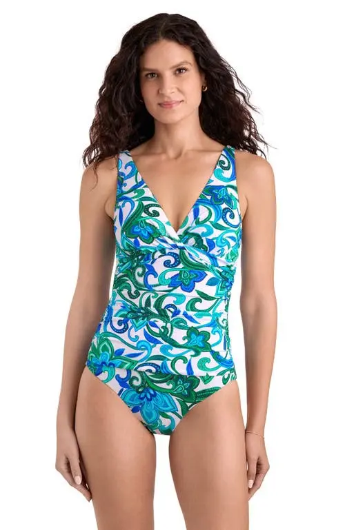 SHAPESOLVER Brynn Twist Underwire One-piece Swimsuit - Imperial Paisley