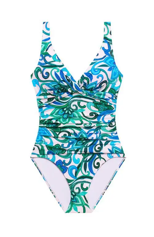 SHAPESOLVER Brynn Twist Underwire One-piece Swimsuit - Imperial Paisley
