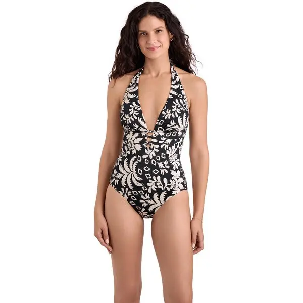 SHAPESOLVER Lexi Knot Front One-piece Swimsuit - Palm Royale