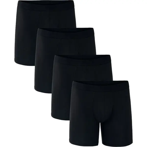 PACT Everyday Extended Boxer Brief 4-pack Made With Organic Cotton - Black