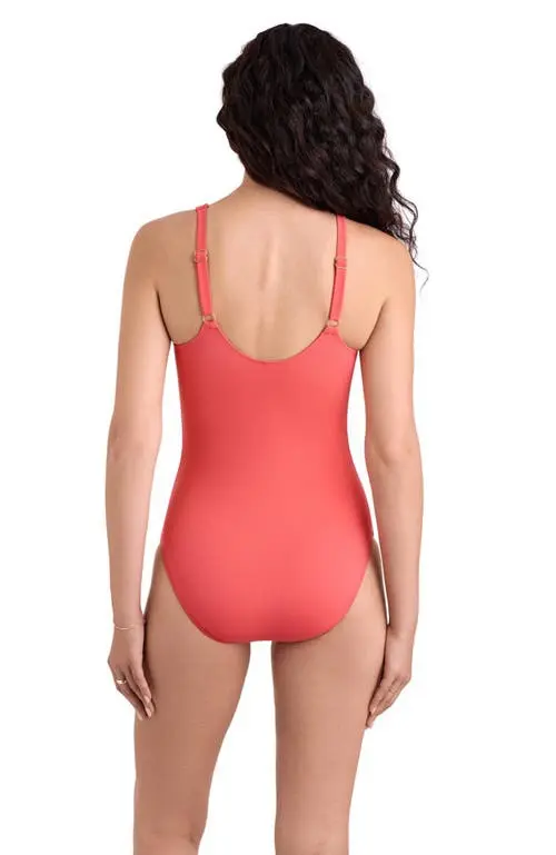 SHAPESOLVER Kayla Ruffle Underwire One-piece Swimsuit - Coral