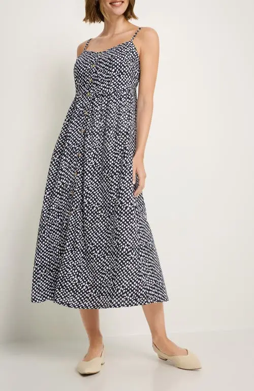 LASCANA Button Up Panel Midi Dress - Navy Ivory