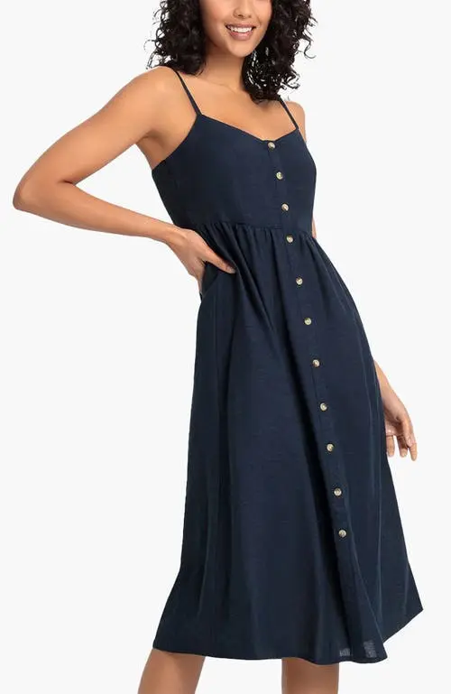 LASCANA Button Up Panel Midi Dress - Navy