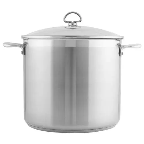 CHANTAL Induction 21 Steel 12 Qt. Stock Pot W/ Glass Lid - Silver