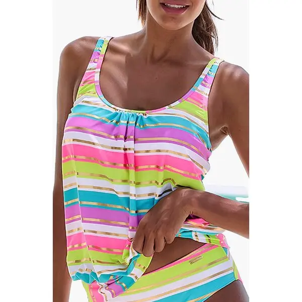 LASCANA Striped Tankini Top - Multi Print