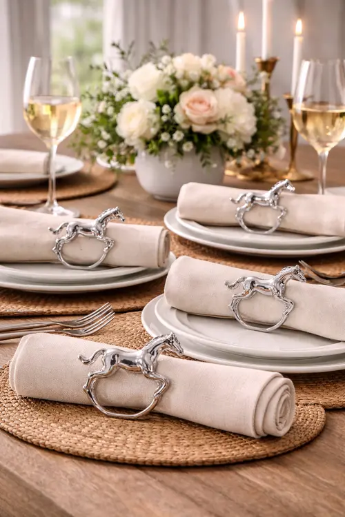 C&F HOME Derby Horse Napkin Ring Set Of 4
