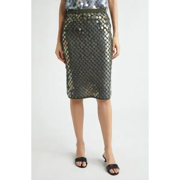 ZANKOV Matteo Pointelle Knit Paillette Merino Wool & Cashmere Skirt