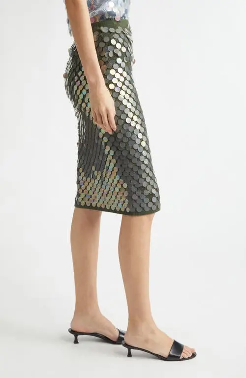 ZANKOV Matteo Pointelle Knit Paillette Merino Wool & Cashmere Skirt