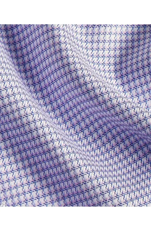 David Donahue Regular Fit Microcheck Cotton Dobby Dress Shirt - White/pink