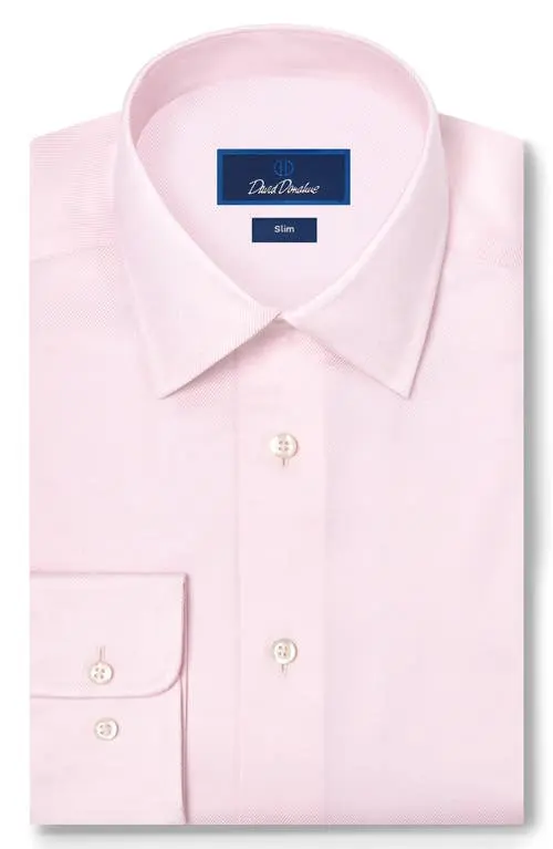 David Donahue Slim Fit Stretch Twill Dress Shirt - Pink
