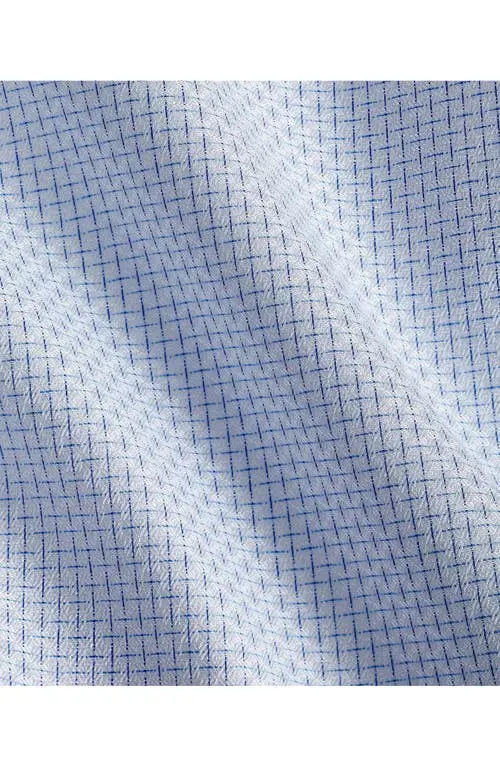 David Donahue Trim Fit Microgrid Cotton Dobby Dress Shirt - White/blue