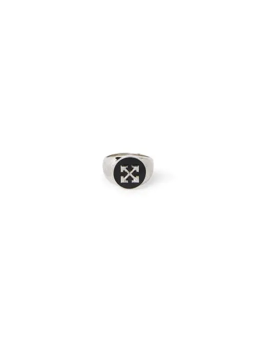 Off White Round Arrow Ring - Silver
