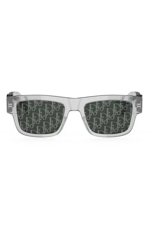 Dior Oblique S3i 52mm Mirrored Rectangular Sunglasses - Grey/other/smoke Mirror