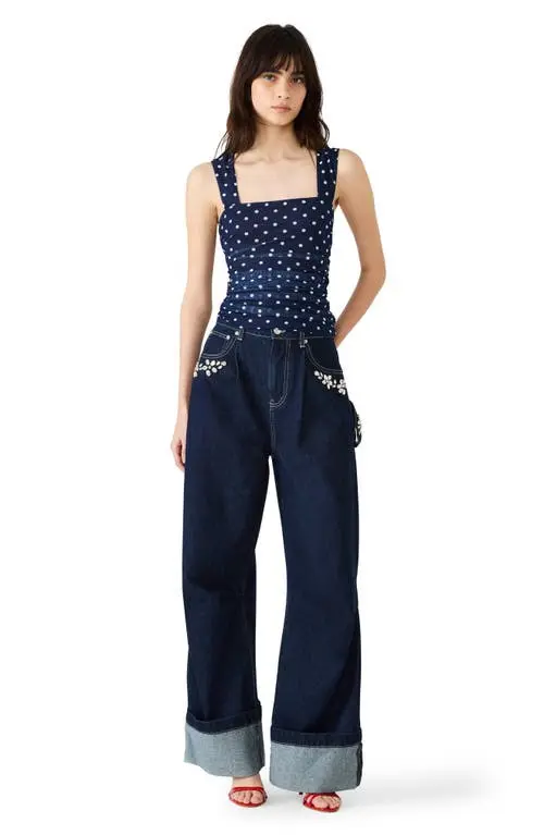 Steve Madden Polka Dot Mesh Top