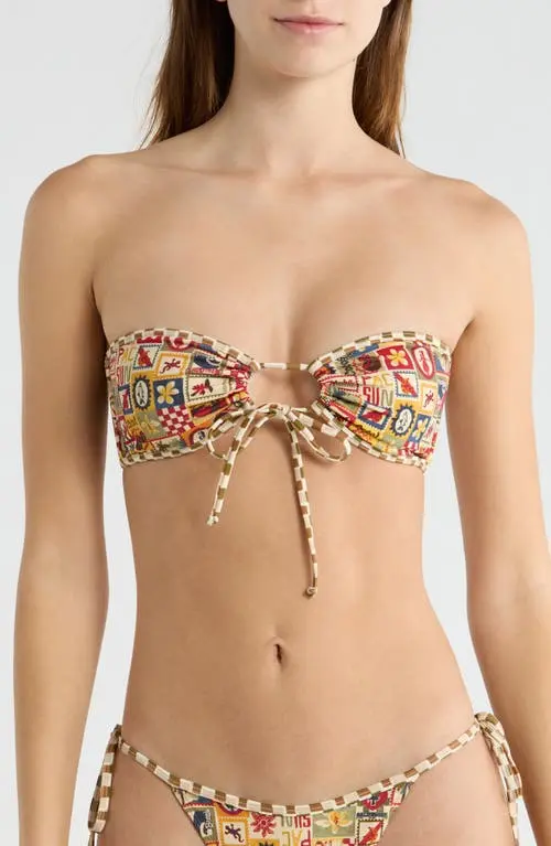 PACSUN Jasper Strapless Bandeau Bikini Top - Yellow Multi
