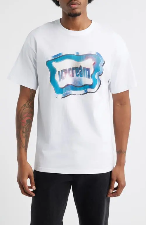 ICECREAM Chrome Logo Graphic T-shirt - Bleach White