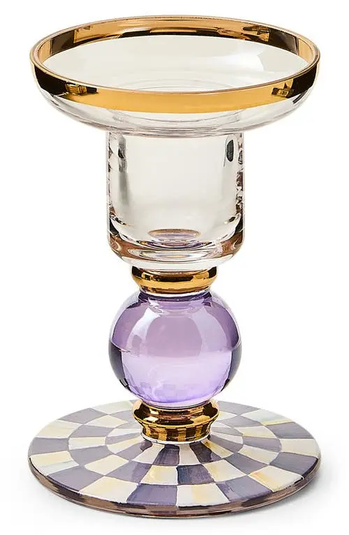 MACKENZIE-CHILDS Check Glass Candleholder - Violet