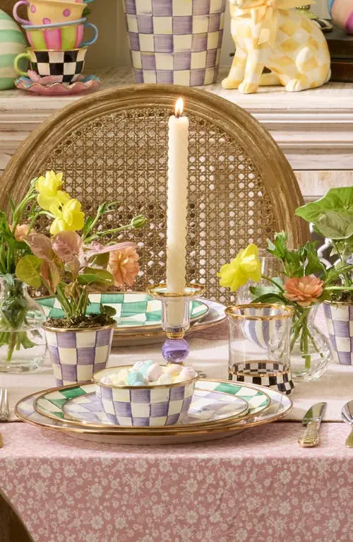 MACKENZIE-CHILDS Check Glass Candleholder