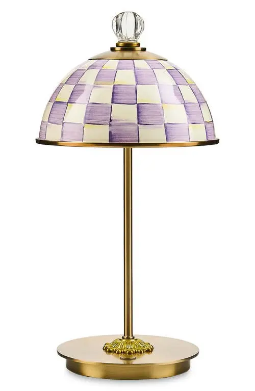 MACKENZIE-CHILDS Check Led Rechargeable Dome Table Lamp - Violet