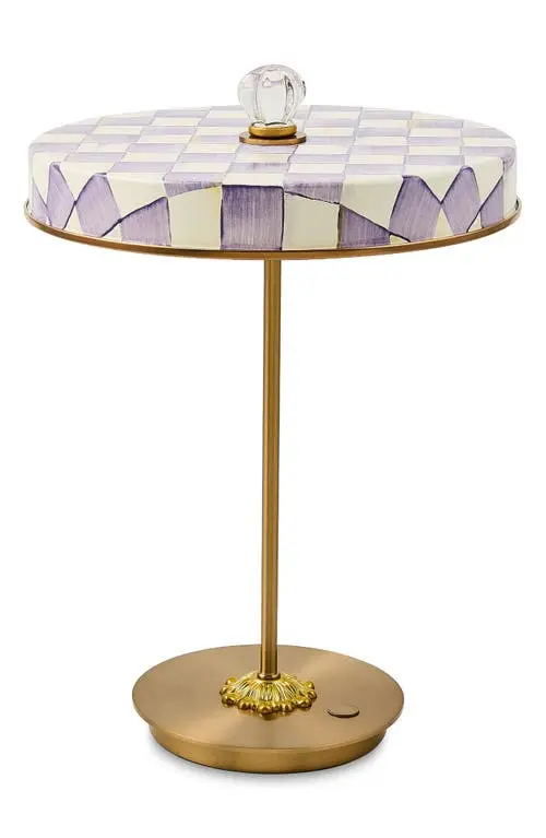MACKENZIE-CHILDS Check Led Rechargeable Disc Table Lamp - Violet