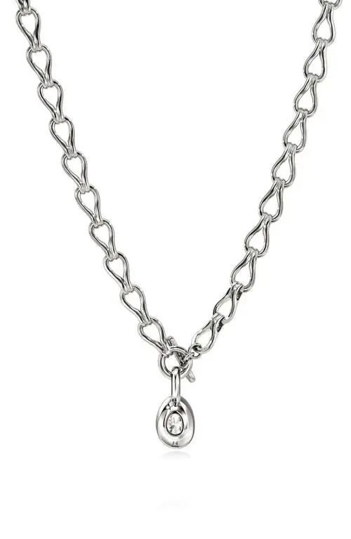 John Hardy Sterling Lab-grown Diamond Surf Link Necklace - Silver