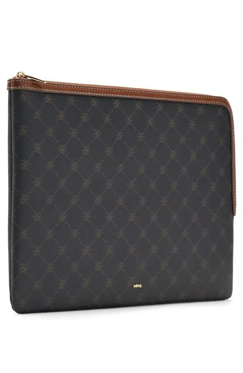 Mango Monogram Logo Faux Leather Laptop Case