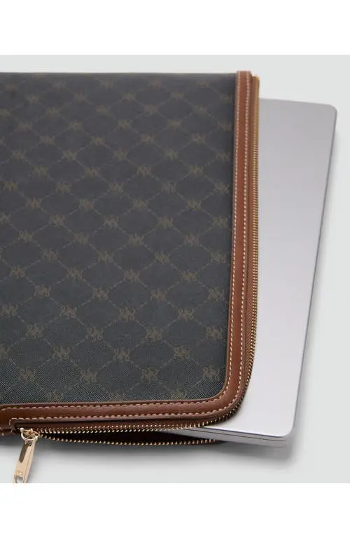 Mango Monogram Logo Faux Leather Laptop Case