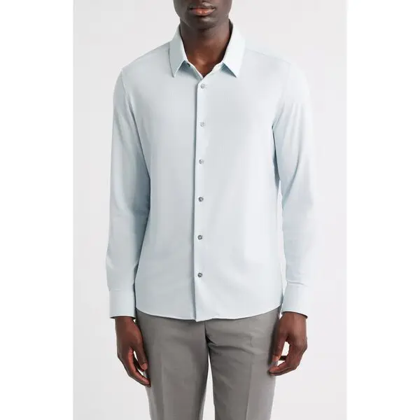 7 Diamonds Aldridge Knit Button-up Shirt - Ice Blue
