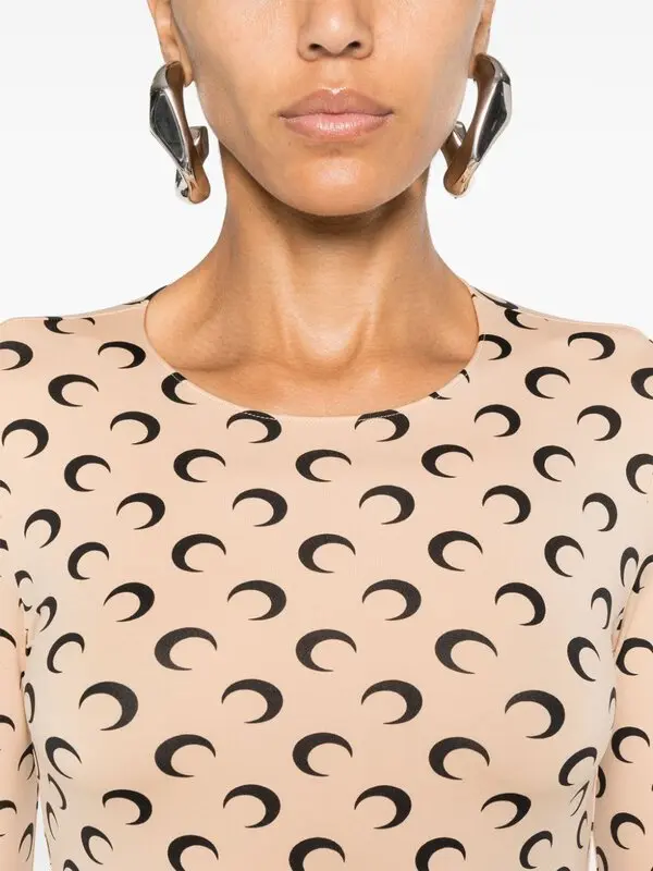 MARINE SERRE Moon Print Second Skin Top - Beige