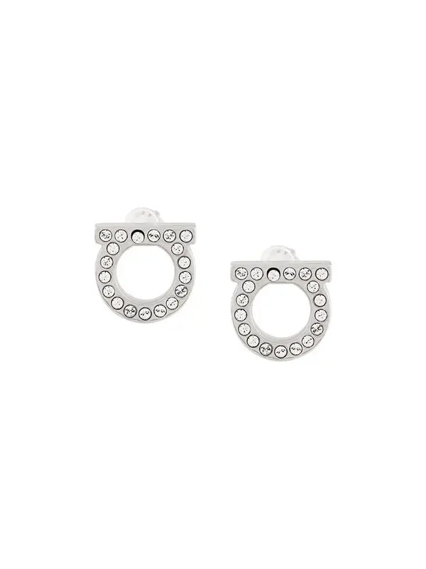 FERRAGAMO Gancini Stud Earrings - Silver