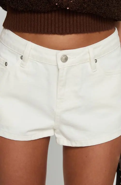 Princess Polly Low Rise Denim Shorts - White