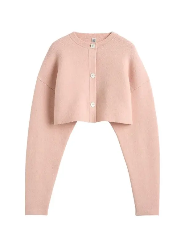 TOTEME Wool Cropped Cardigan - Pink