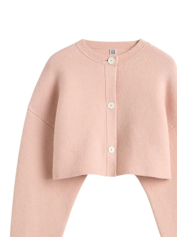 TOTEME Wool Cropped Cardigan - Pink