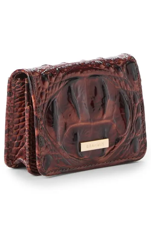 Brahmin Clementine Embossed Leather Card Case - Pecan Melbourne