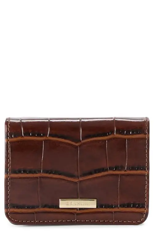 Brahmin Clementine Embossed Leather Card Case - Pecan Windswept