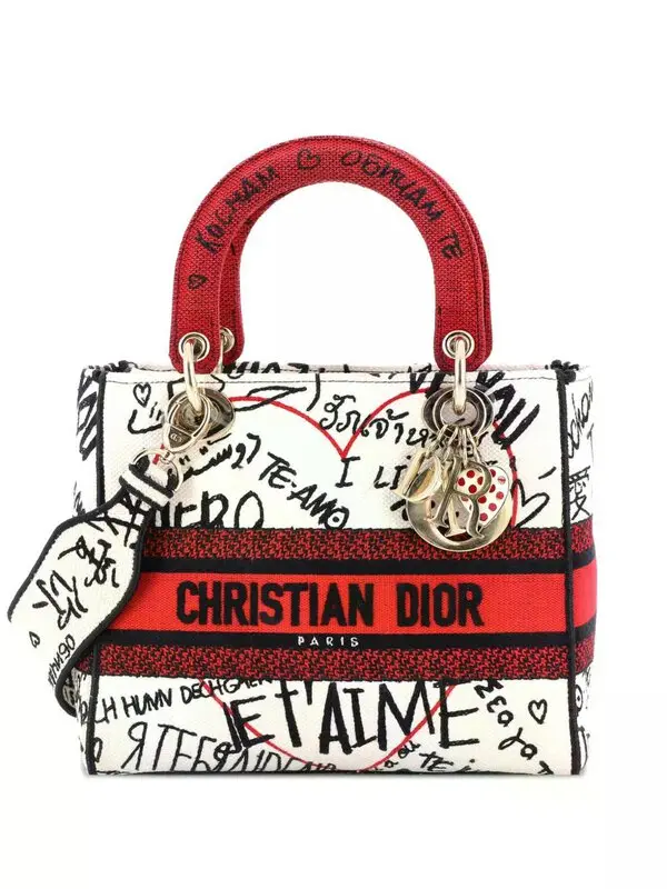 Dior Lady D-lite Embroidered Canvas Satchel - Neutrals