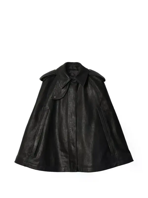Burberry Leather Cape With Throat Latch And Epaulettes