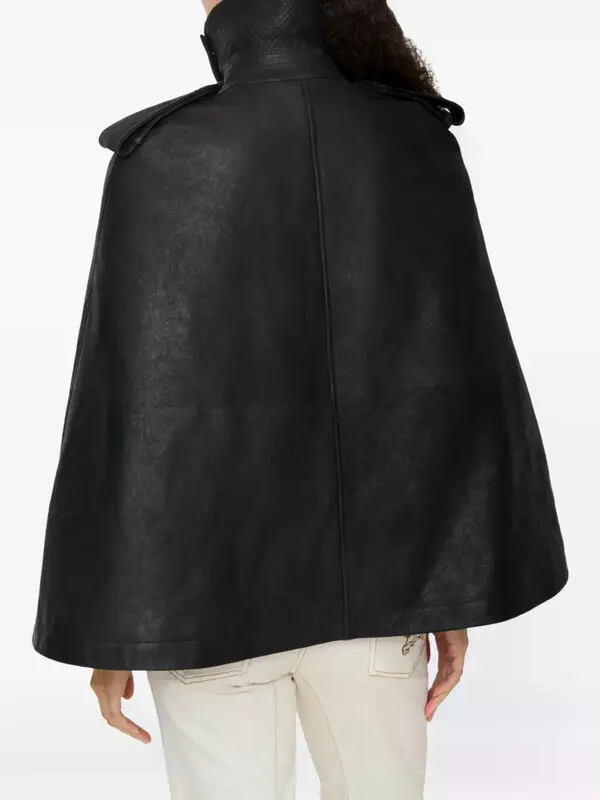 Burberry Leather Cape With Throat Latch And Epaulettes