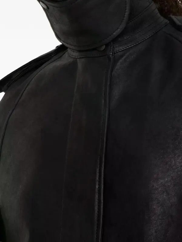 Burberry Leather Cape With Throat Latch And Epaulettes