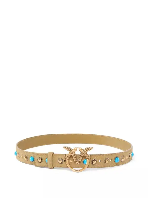 Pinko Stud-embellished Love Birds Buckle Belt - Neutrals