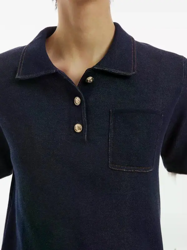 CRUSH COLLECTION Chest-pocket Polo Top