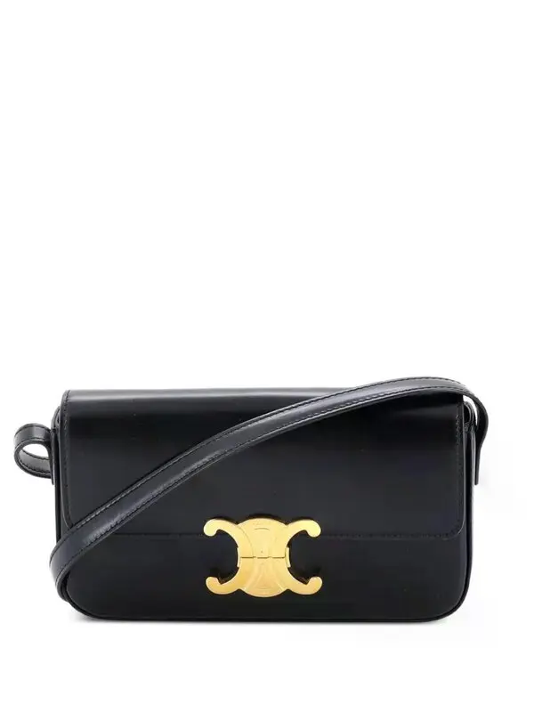 Celine Triomphe East-west Smooth Calfskin Shoulder Bag - Black