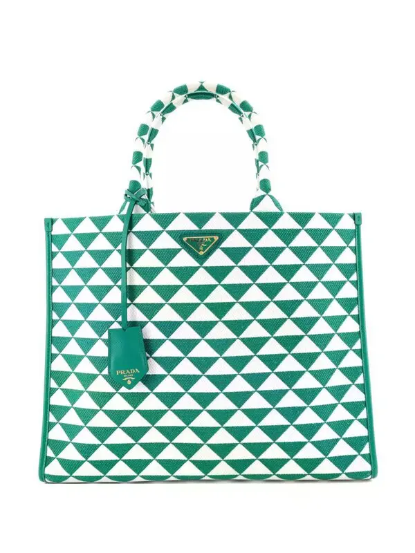 Prada Symbole Jacquard Large Tote Bag - Green