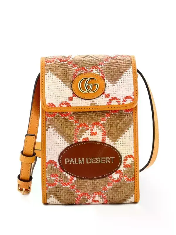 Gucci Destination Phone Flap Raffia Crossbody Bag