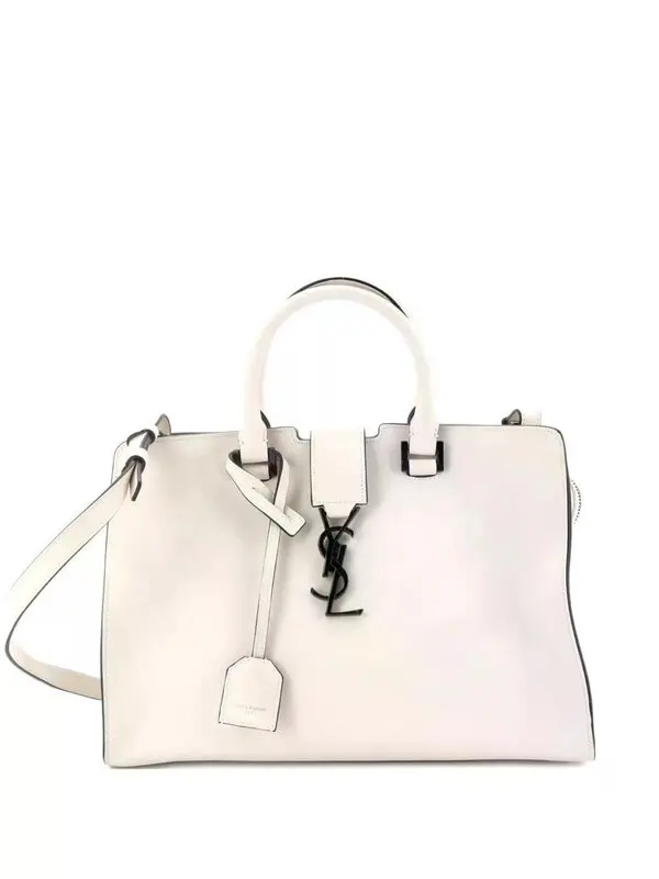 Saint Laurent Monogram Cabas Small Satchel - White