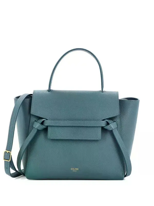 Celine Belt Bag Textured Leather Nano Shoulder Bag - Green